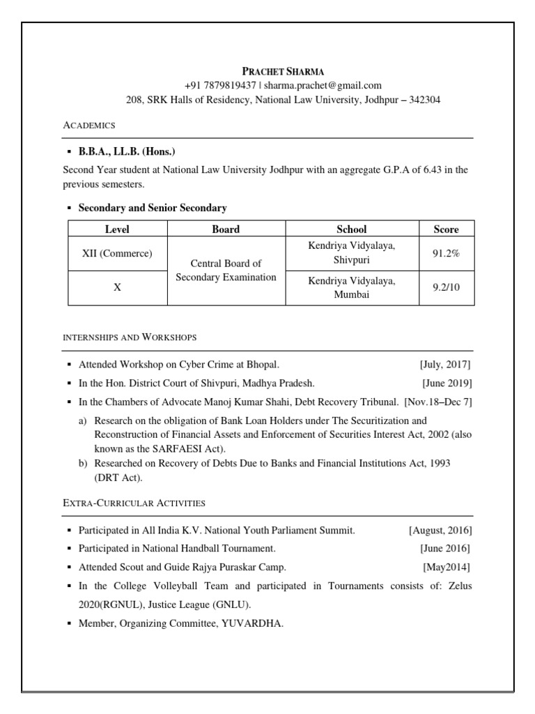 Prachet Sharma CV | PDF