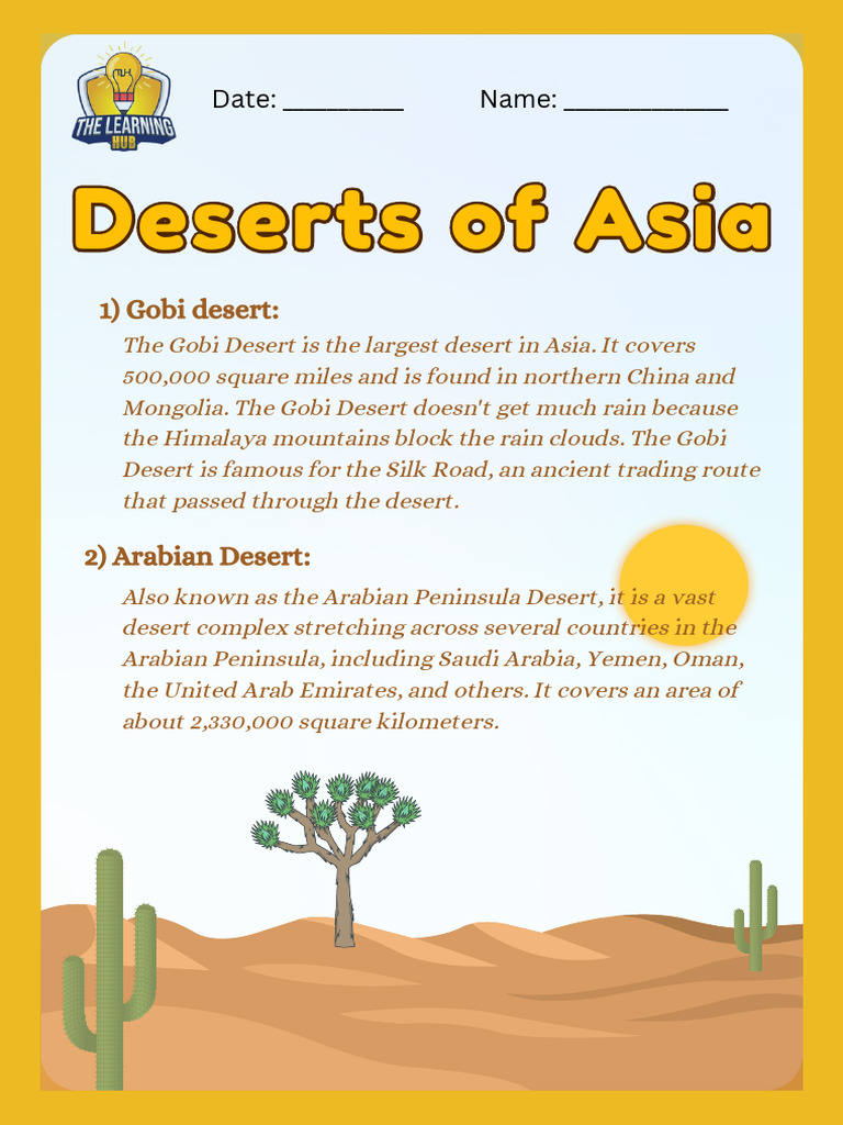 Largest Deserts in Asia Overview | PDF