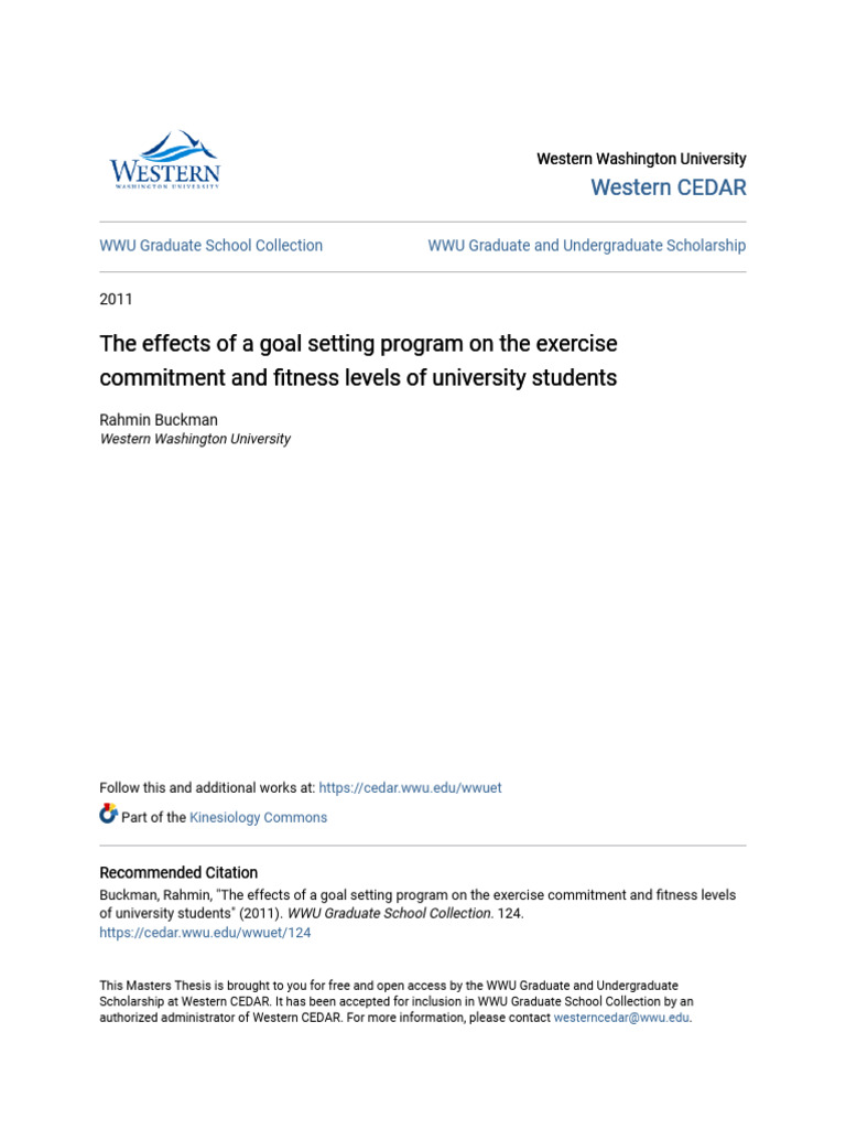 The Effects of A Goal Setting Program On The Exercise Commitment | PDF