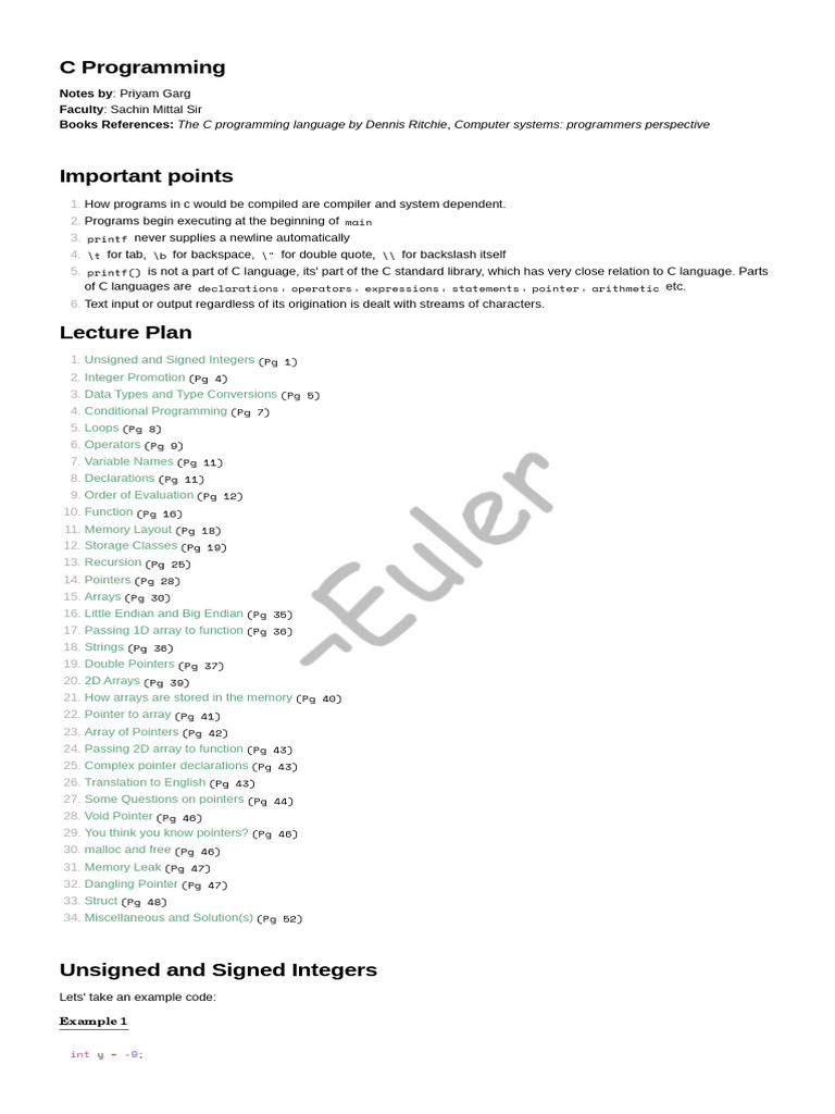 C Programming Notes Pdf Scope Computer Science Variable Computer Science