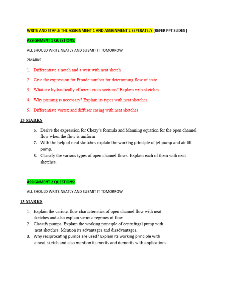 FMP Assignment 1 and 2 Questions | PDF