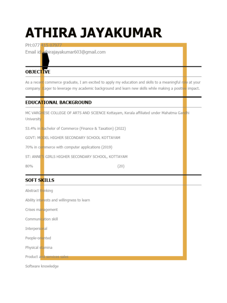 Athira Jayakumar CV Old | PDF