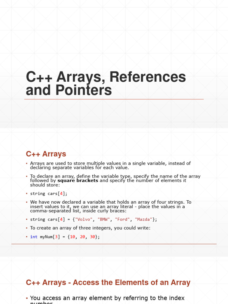 Arrays, References and Pointers | PDF | Pointer (Computer Programming ... Arrays, References and Pointers | PDF | Pointer (Computer Programming ...