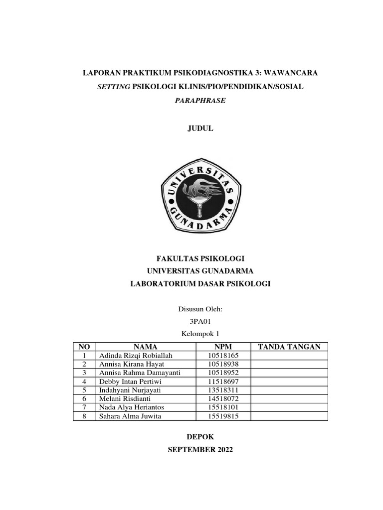 Format Laporan M7 Paraphrasing Pdf