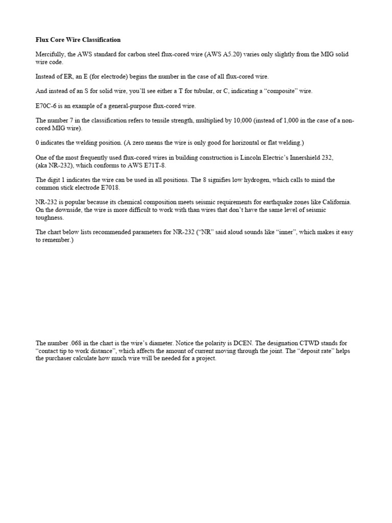 Flux Core Wire Classification | PDF