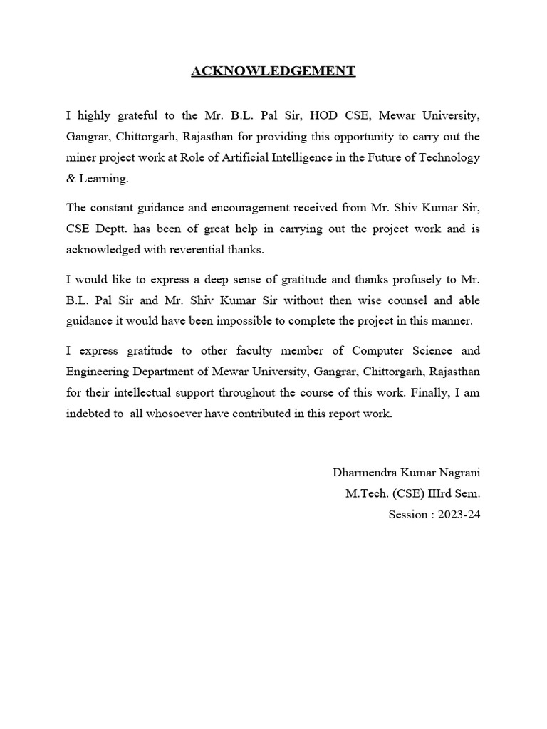 ACKNOWLEDGEMENT | PDF