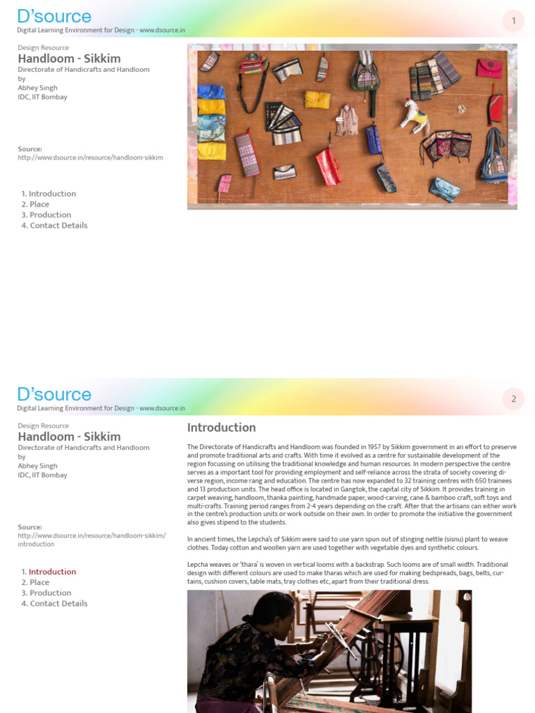 Sikkim Handloom and Craft Overview | PDF | Weaving | Loom