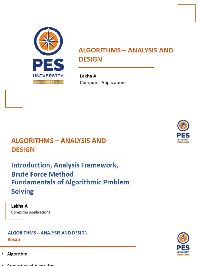 Class 1 | PDF | Algorithms | Algorithms And Data Structures