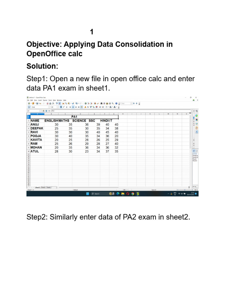 Data Consolidation in OpenOffice Calc | PDF