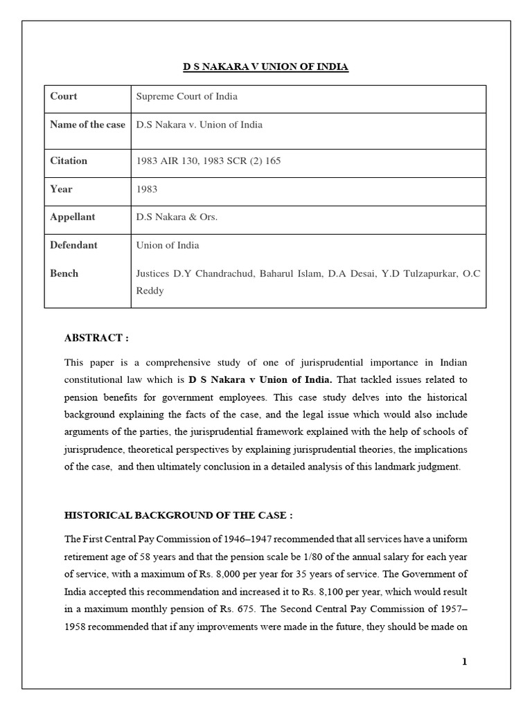 D S Nakara V Union of India | PDF
