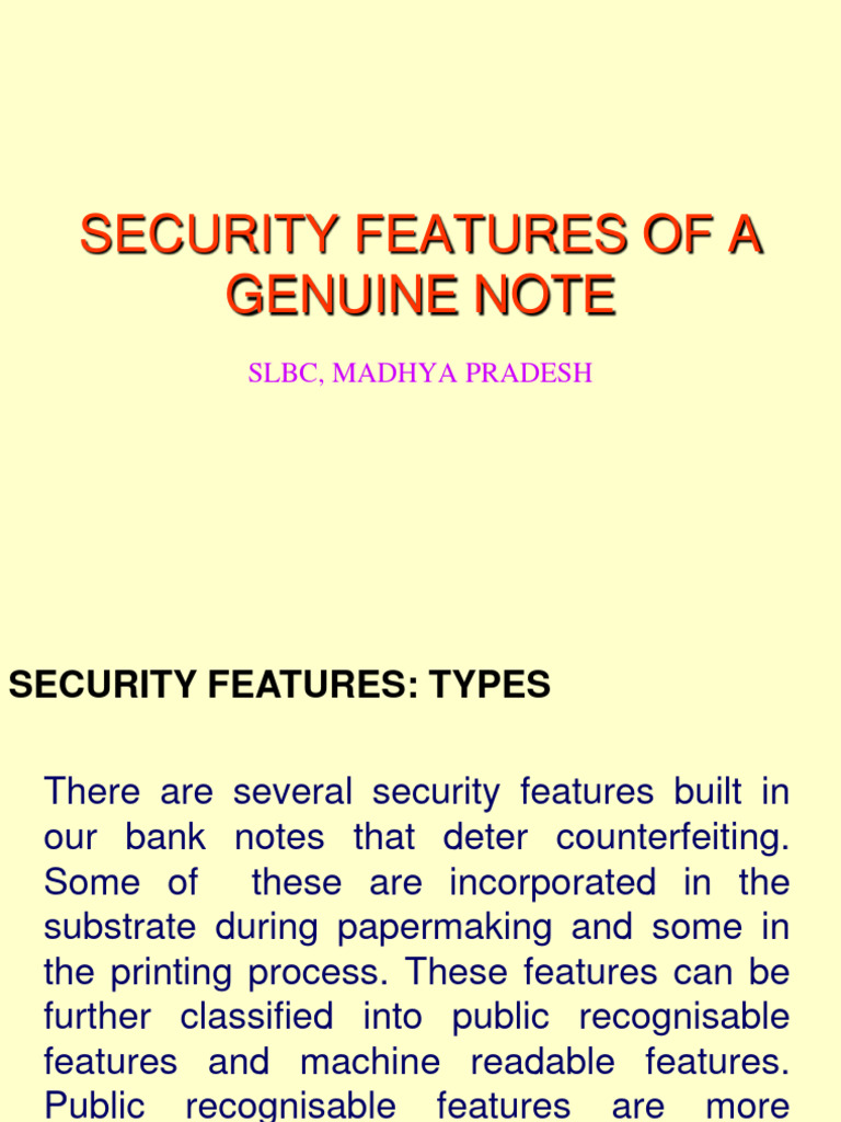 Security Features of Genuine Notes | PDF | Printing | Decorative Arts