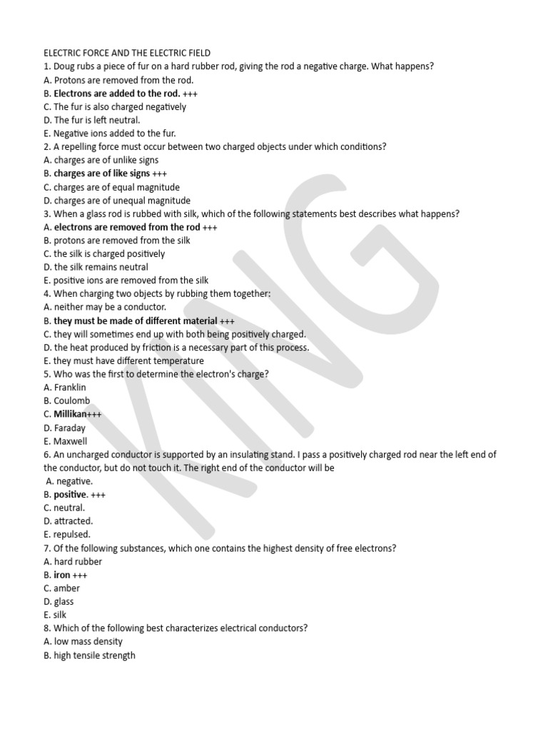 Physics MCQ | PDF | Electronvolt | Electric Charge