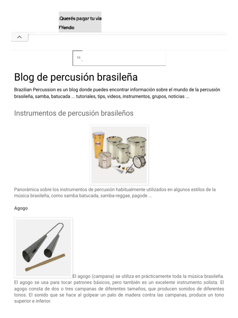 Blog de Percusión Brasileña - Instrumentos de Percusión Brasileños | PDF | Musical Instruments ...