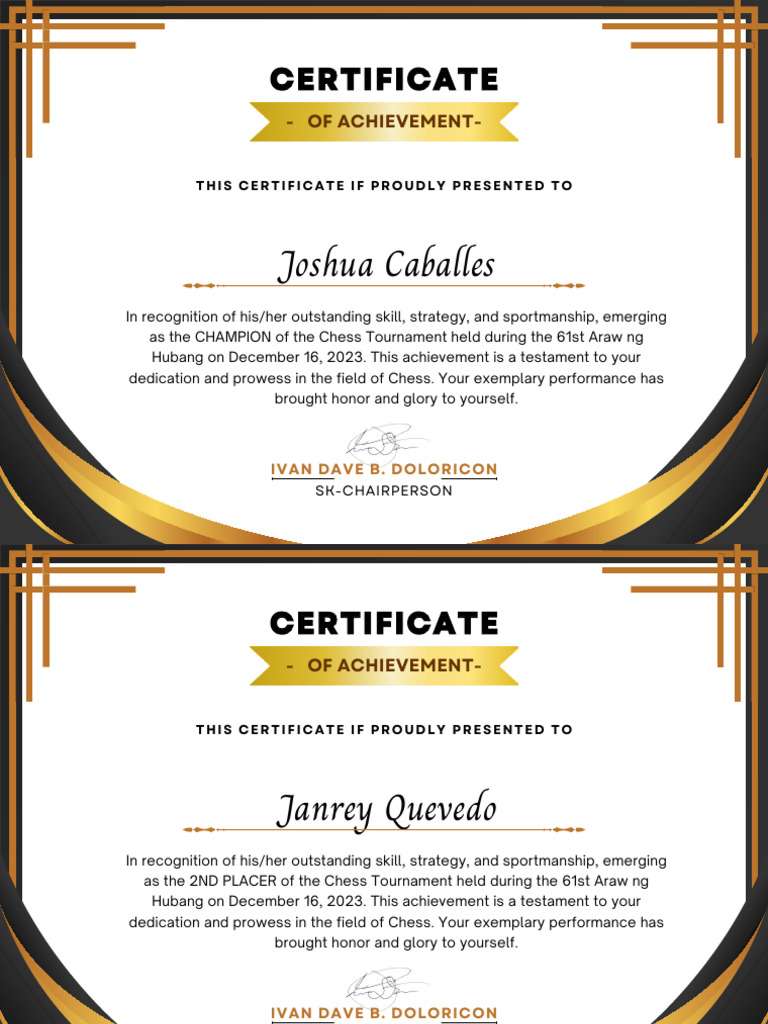 Chess Certificates | PDF