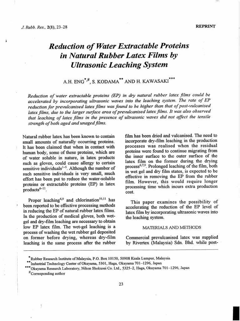 Ultrasonic Leaching of NR Films | PDF