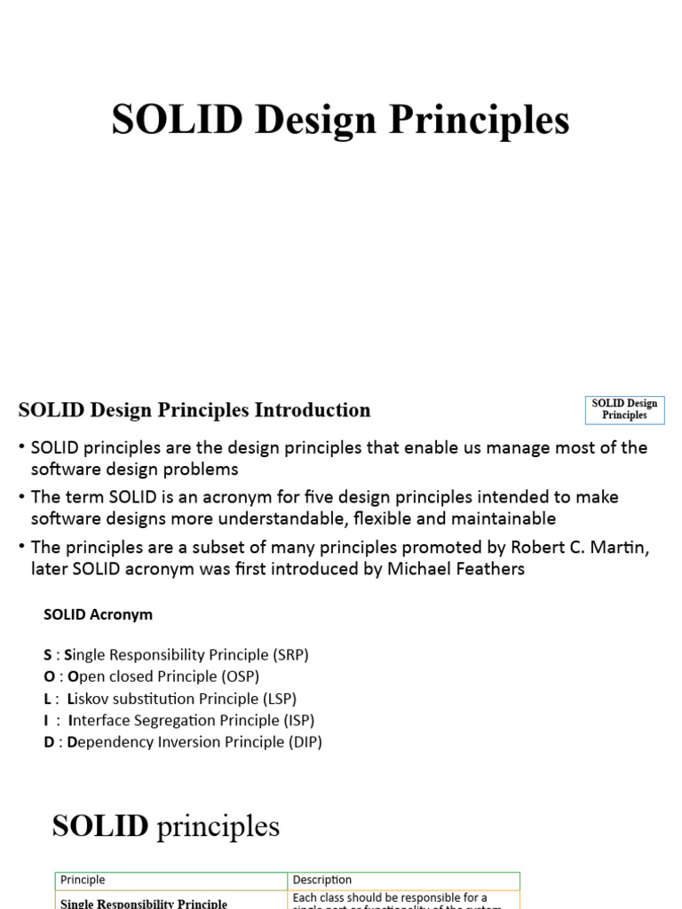 SOLID Design Principles | PDF