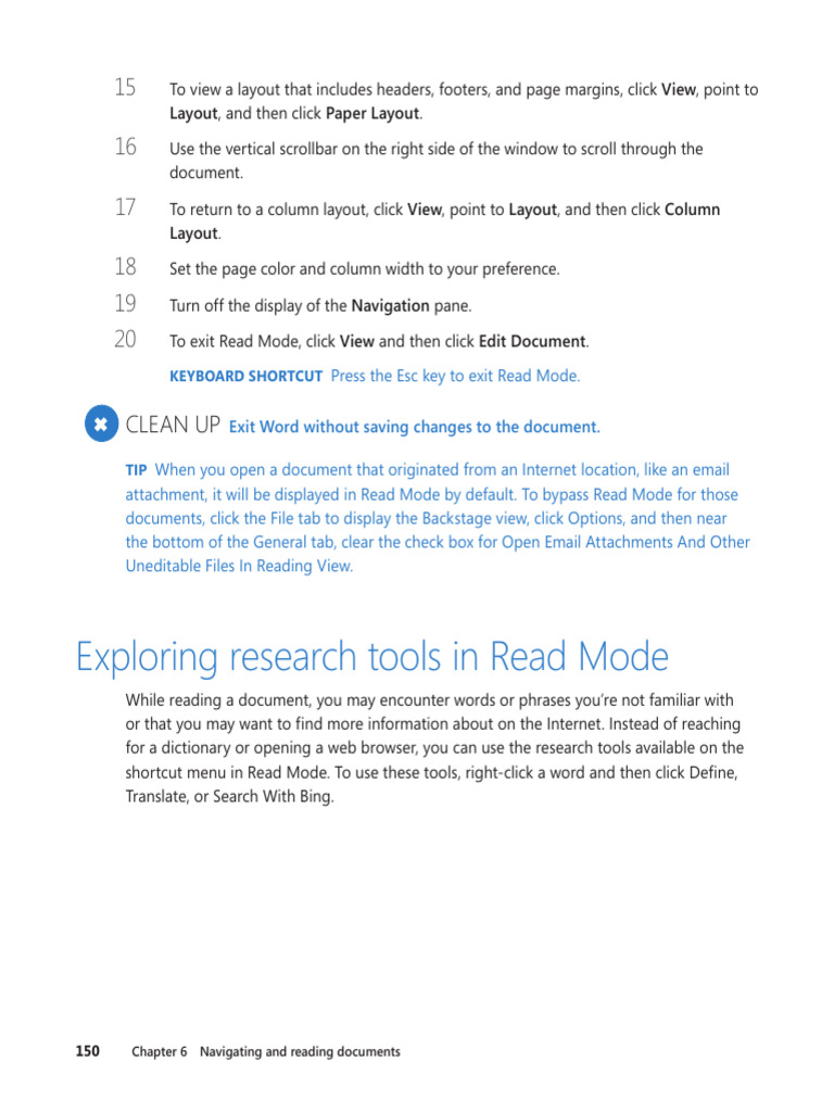 Exploring Research Tools in Read Mode: Clean Up | PDF