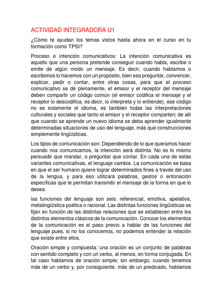 Actividad Integradora U1 | PDF