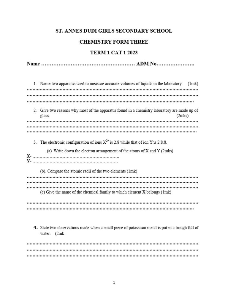 Form 3 Chem | PDF