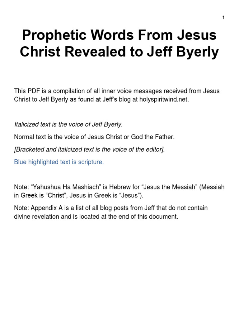 Prophetic Words From The Holy Spirit | PDF | Jesus | Prophecy