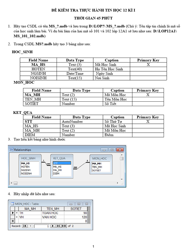 De Kiem Tra Thuc Hanh Tin 12 Ki I | PDF