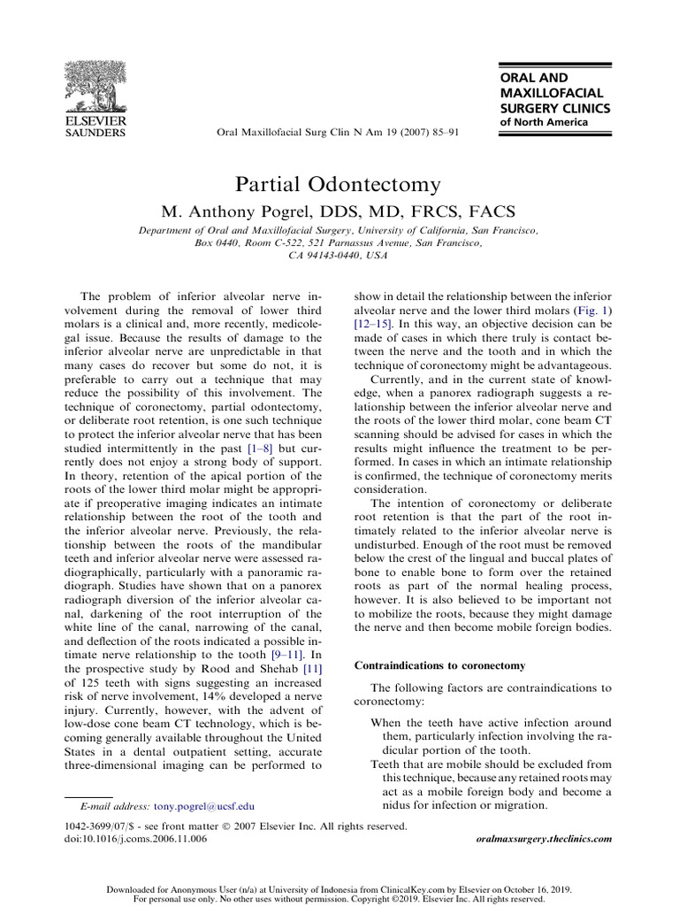 Partial Odontectomy 2007 | PDF