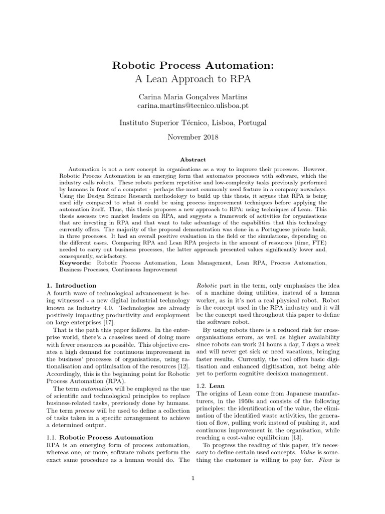 Lean RPA for Business Efficiency | PDF | Computers