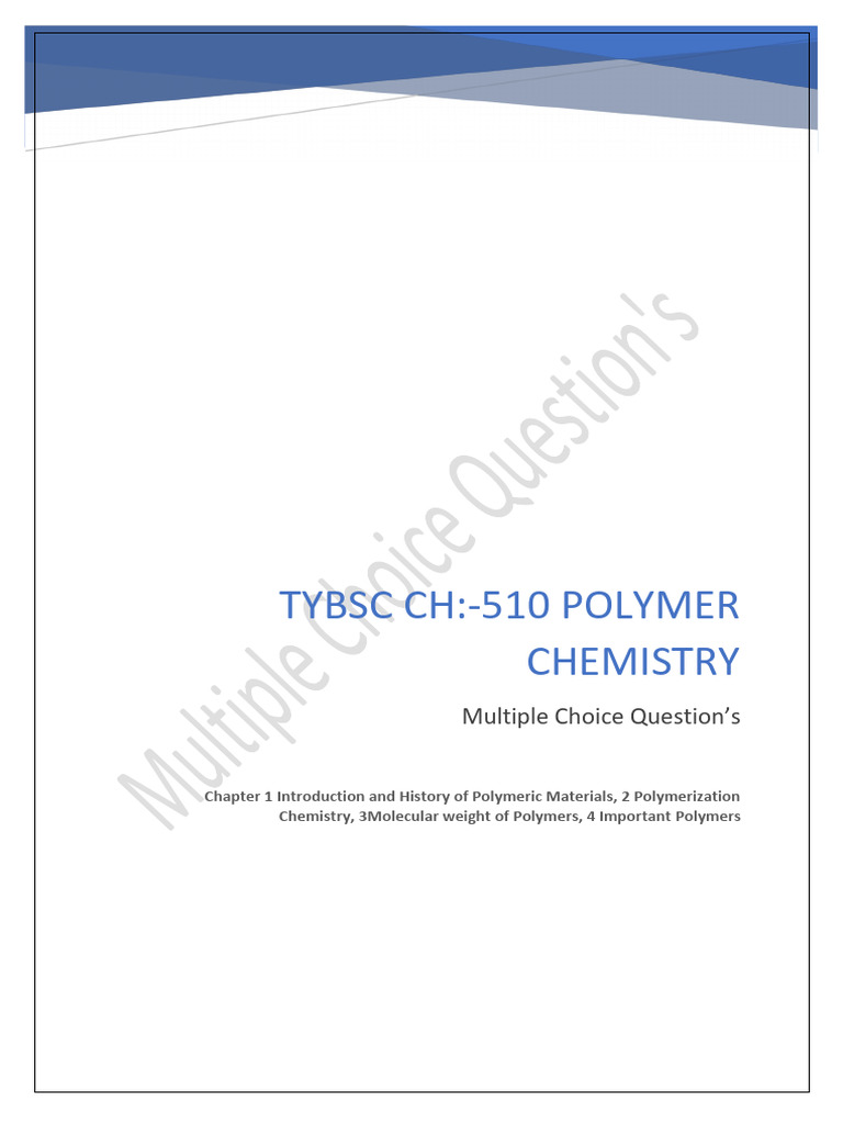 Polymer Chemistry MCQs Guide | PDF