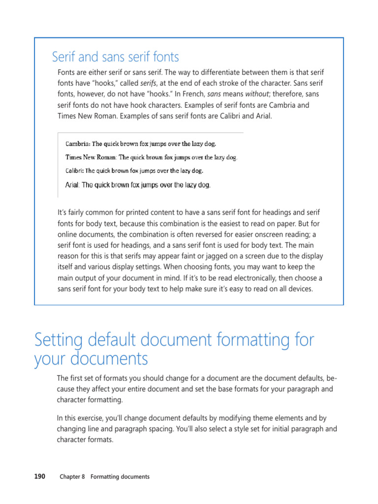 Setting Default Document Formatting For Your Documents: Serif and Sans Serif Fonts | PDF