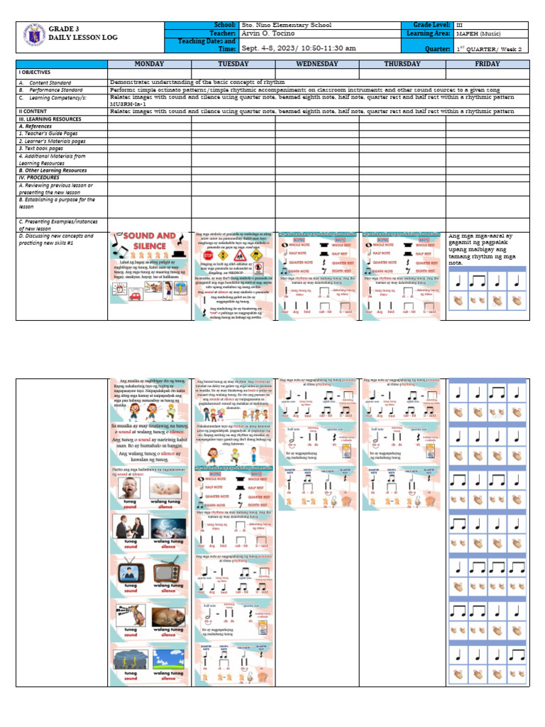 DLL - Mapeh 3 - Q1 - W2 | PDF | Learning | Teachers