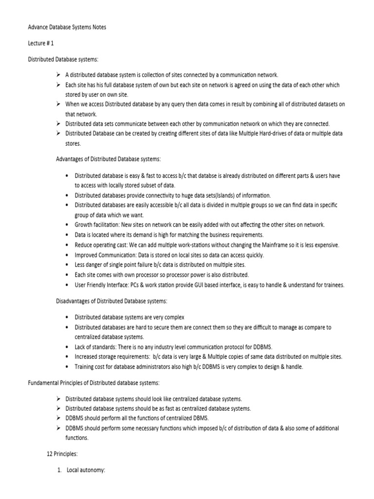 Advance DB Notes | PDF | Databases | Replication (Computing)