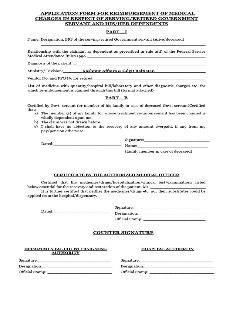 Medical Reimbursement Application Form | PDF | Business | Law