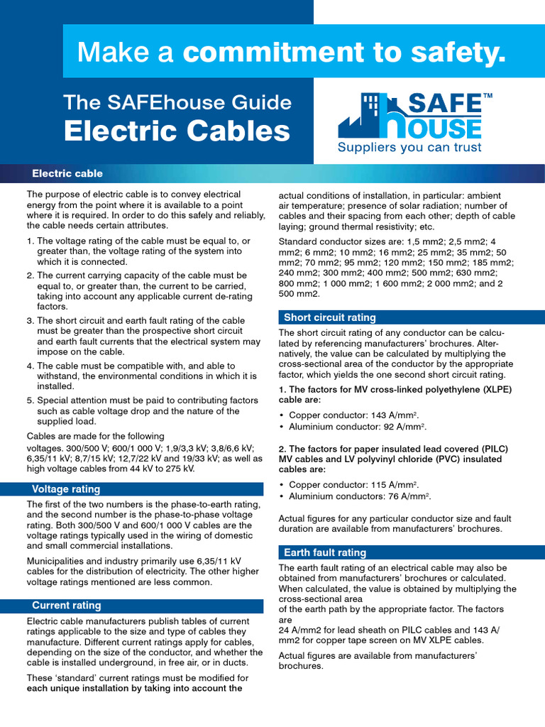 Electric Cable Safety Guide | PDF | Insulator (Electricity ...