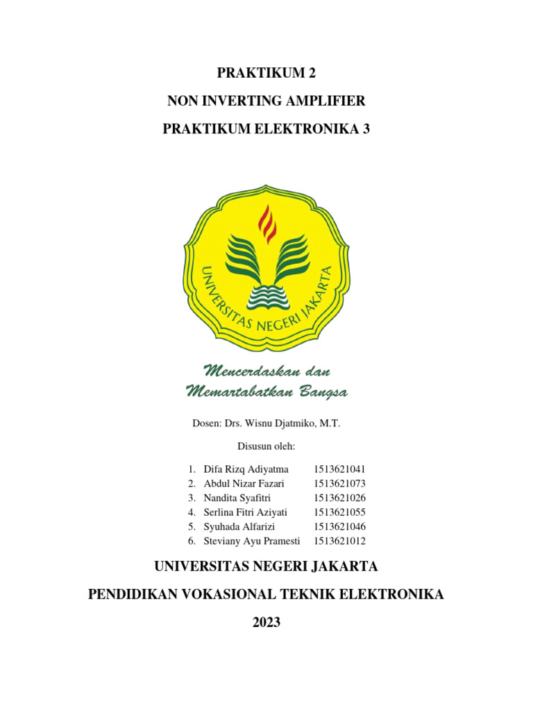 Laporan Non-Inverting OpAmp - Prak Elka 3 - Kelompok | PDF