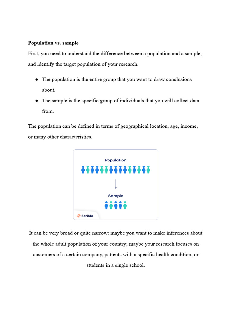 Population vs. Sample | Download Free PDF | Sampling (Statistics ...