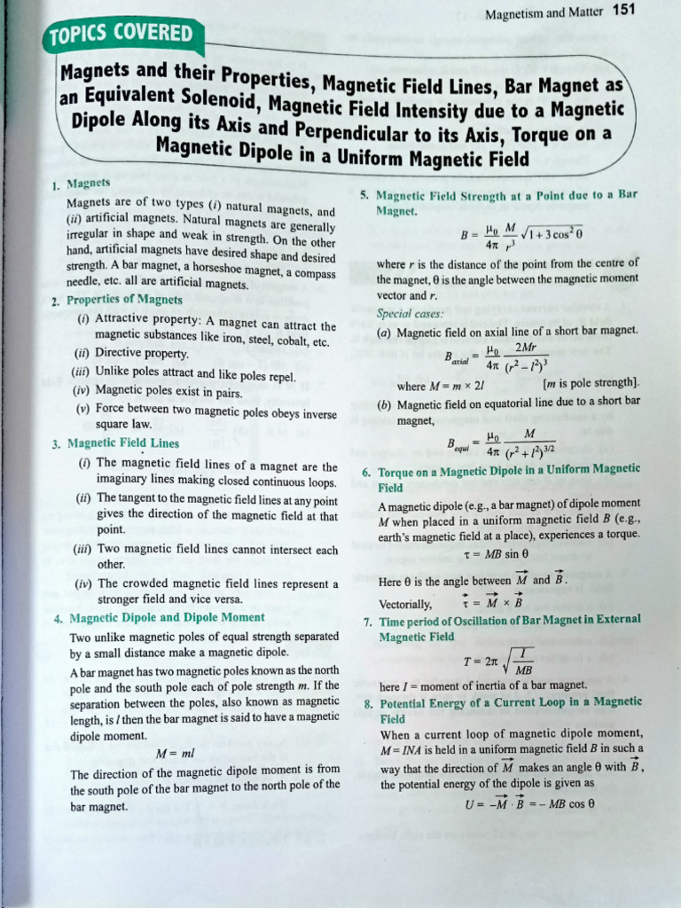 Magnetism and Matter Notes by Amit Sir | PDF