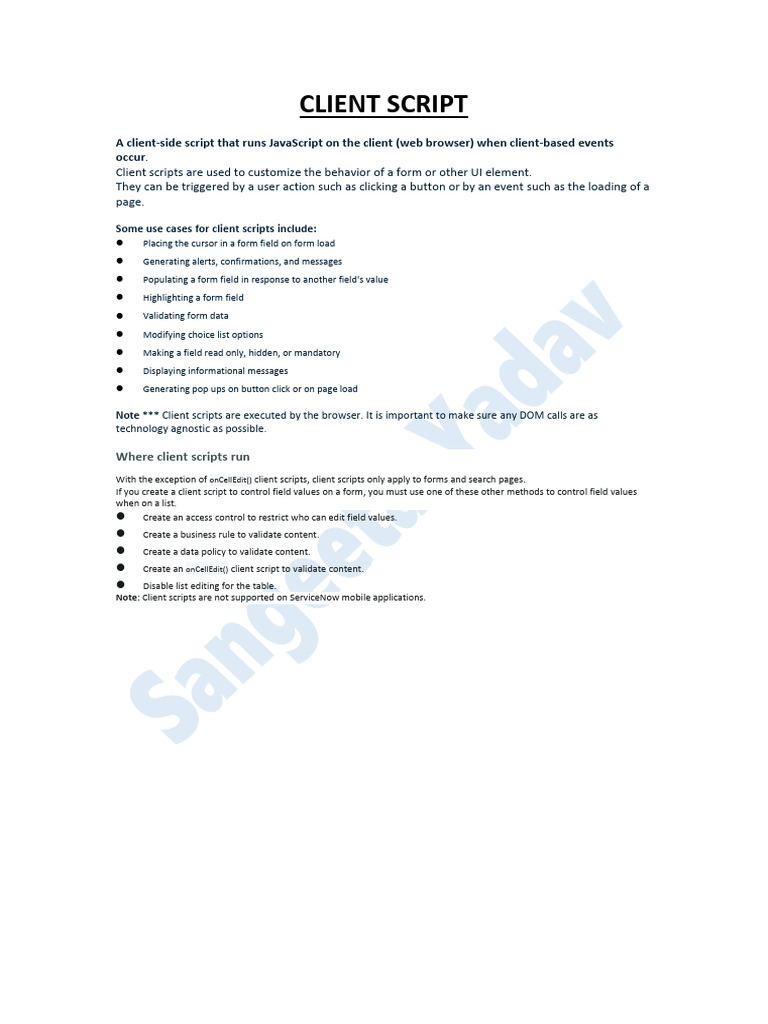 Servicenow Client Script Pdf