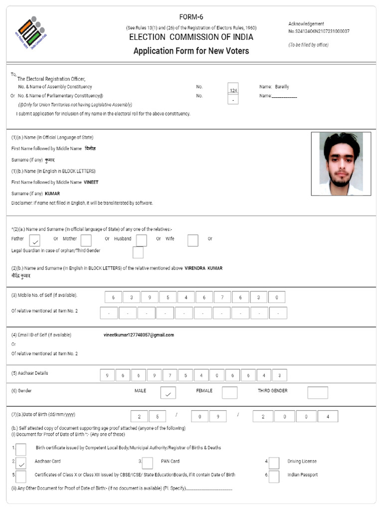 Vineet Voter Card | PDF
