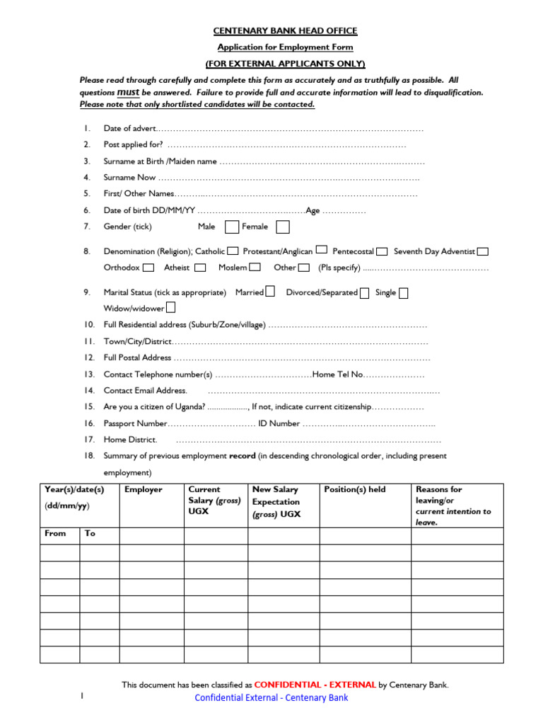 Application For Employment Form External | PDF | Fraud | Forgery