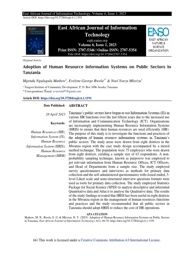 Adoption of Human Resource Information Systems On | PDF | Human Resource Management | Business