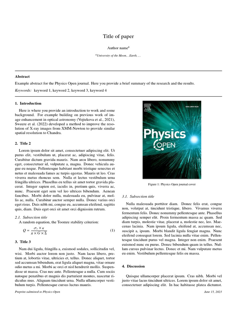 Elsevier Physics Open Journal Template | PDF | Physical Sciences ...