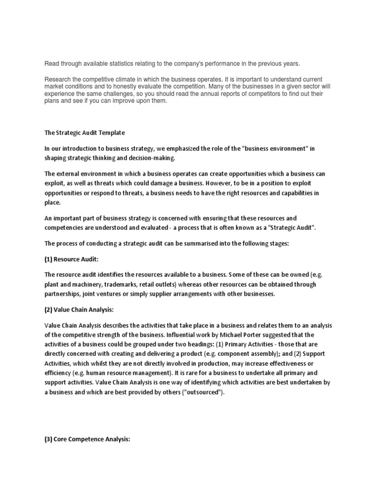 Strategic Audit Template | PDF | Competence (Human Resources) | Swot ...