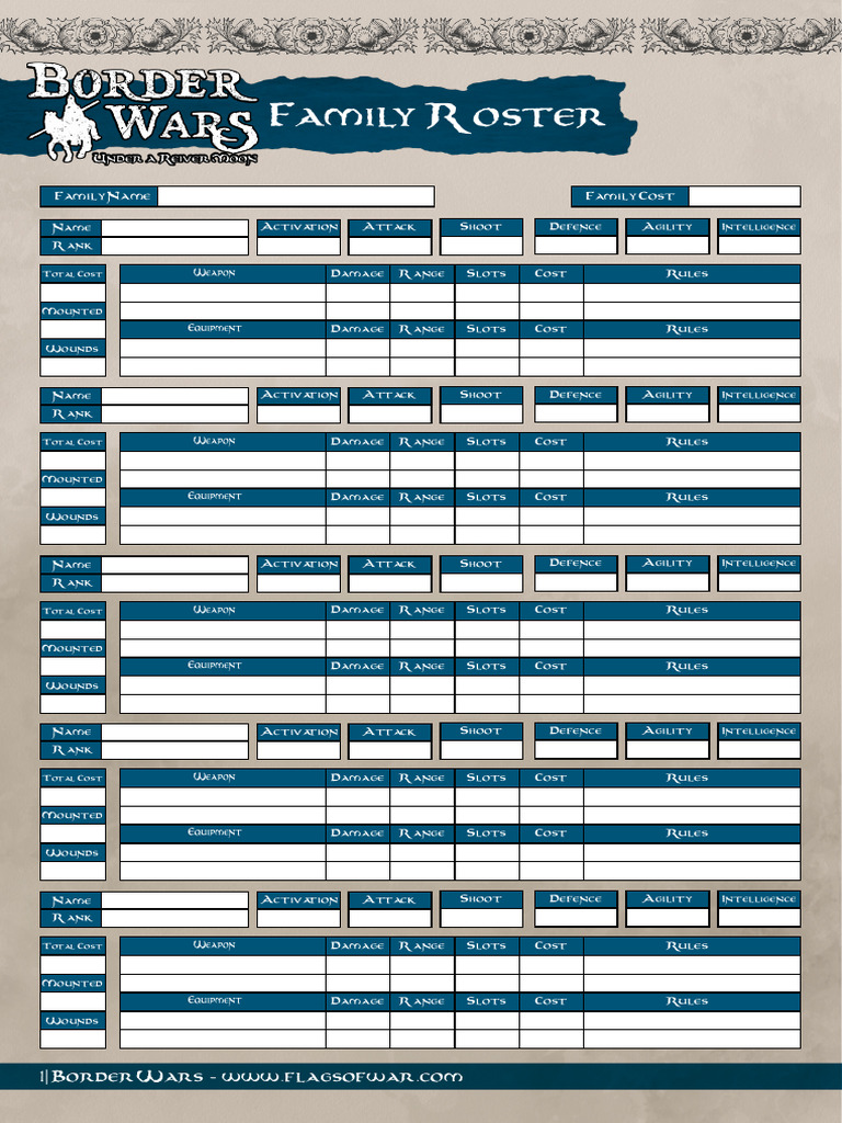 Border Wars - Family Roster | PDF