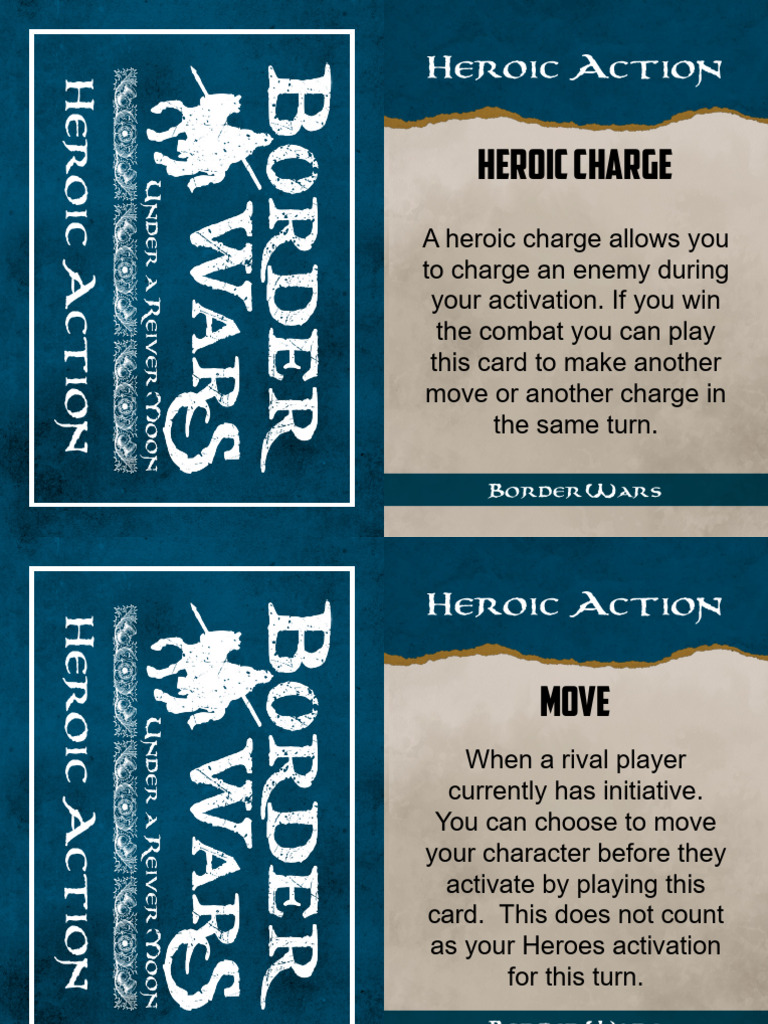 Border Wars - Heroic Action Cards | PDF