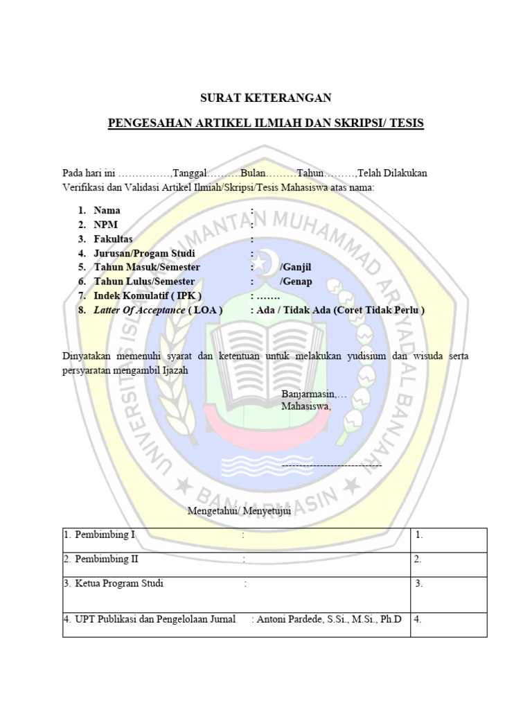 Surat Keterangan LOA Mahasiswa | PDF