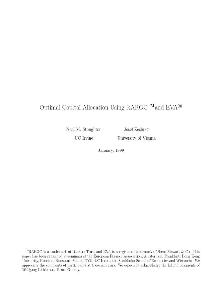Optimal Allocation Using RAROC AND EVA | Download Free PDF | Value At ...