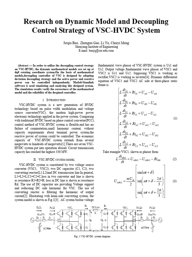 Research On Dynamic Model And Decoupling Pdf Electrical Engineering Electricity