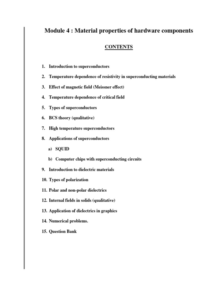 Module 4 - Material Properties of Hardware Components | PDF