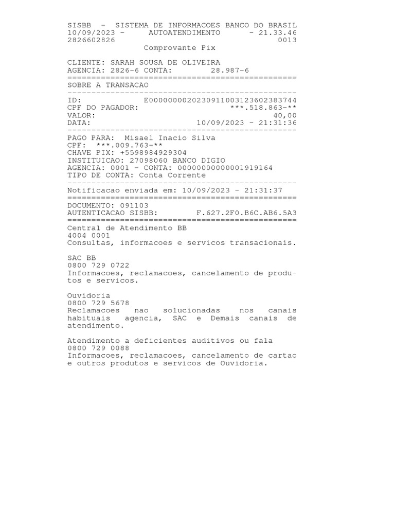 Comprovante 10-09-2023 213348 | PDF Comprovante 10-09-2023 213348 | PDF