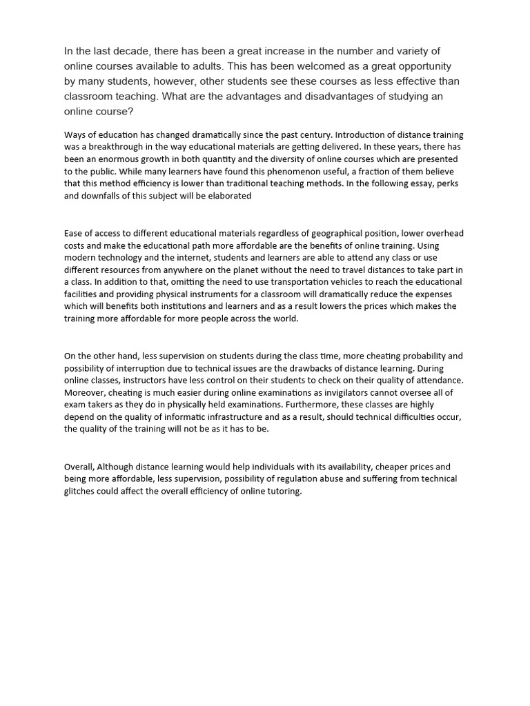 Advantages - and - Disadvantages | PDF | Distance Education ...